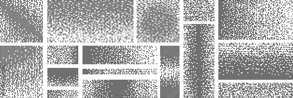 Disintegration pixels background. Dispersed pixel shapes, dotted mosaic ...