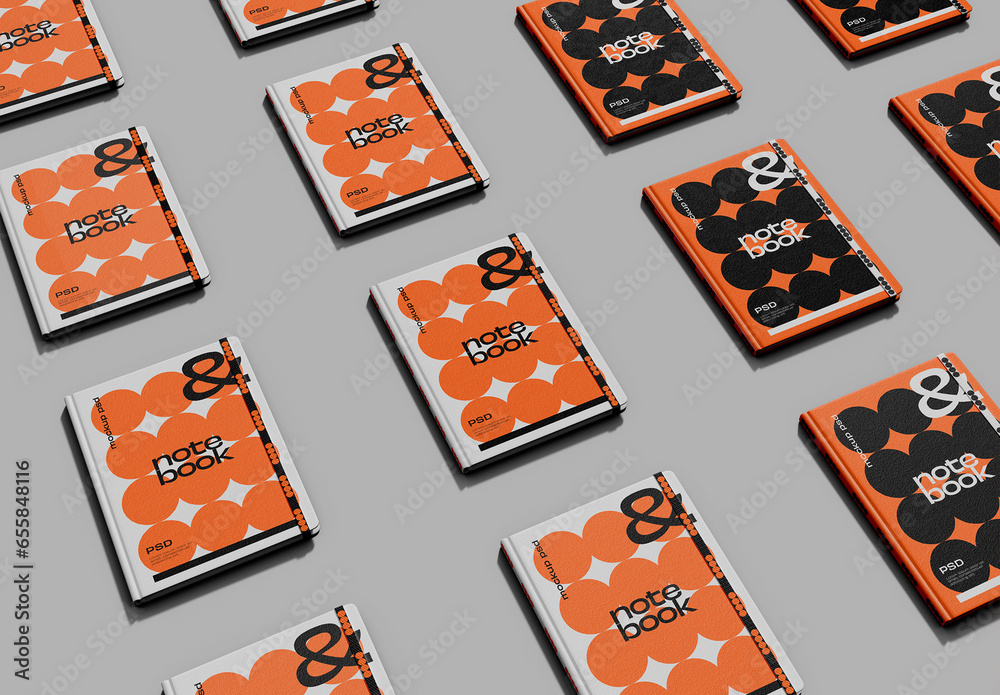 Mosaic Cover Notebook Mockup Stock Template | Adobe Stock