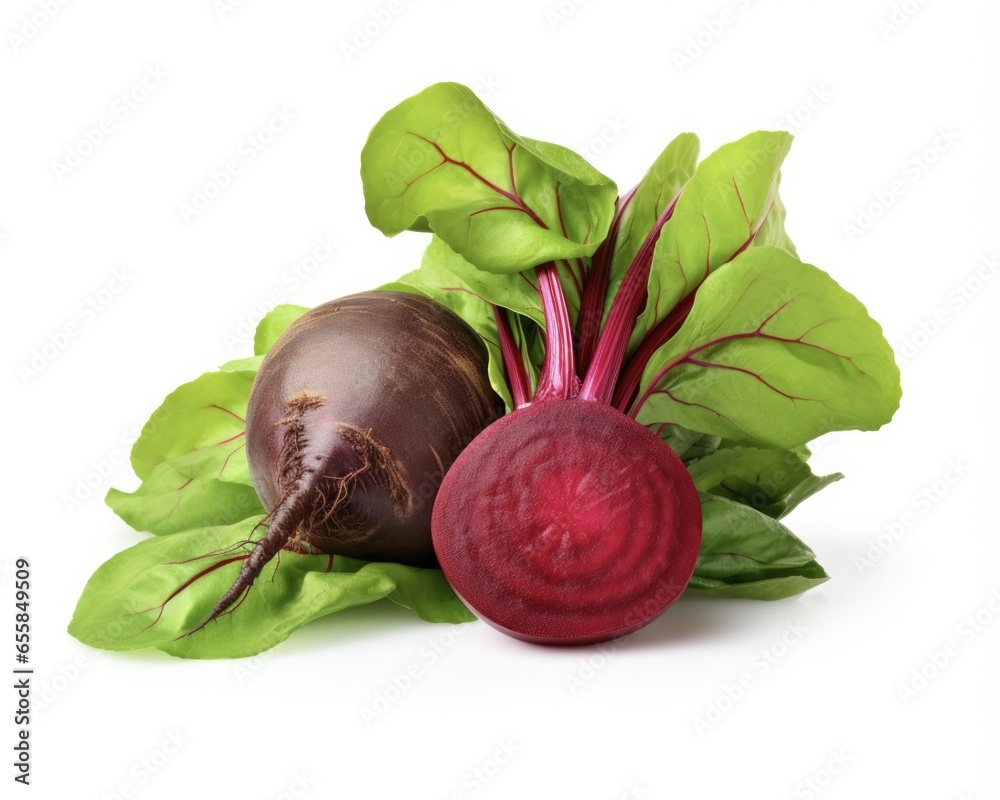 Fresh Isolated Beetroot with Leaves and Half. Whole and Chopped Beet ...