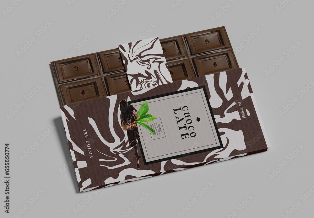 Chocolate Bar with Box Packaging Mockup Stock Template | Adobe Stock