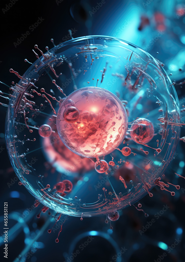 Generative AI, egg, oocyte fertilized by sperm, conception under a ...