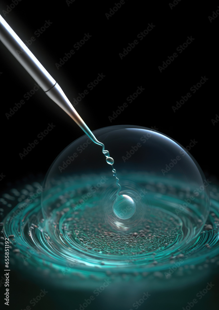 Generative AI, egg, oocyte fertilized by sperm, conception under a ...