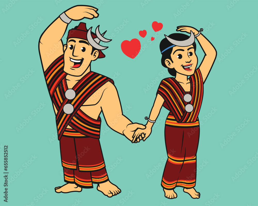 Indonesian Nusa Tenggara Timur Native in Traditional Dress Stock Vector ...