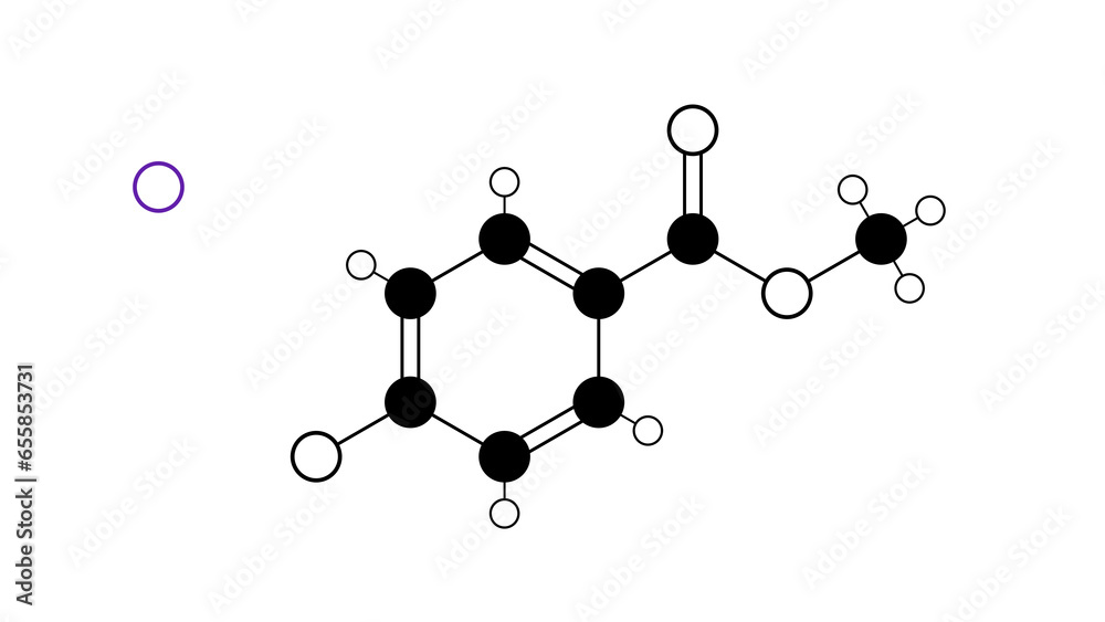 sodium methylparaben molecule, structural chemical formula, ball-and ...