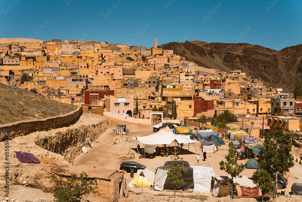 View of traditional small moroccan rural village of Amizmiz in the ...