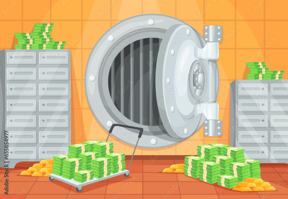 Bank vault inside. Vaults door room with electronic entrance banking ...