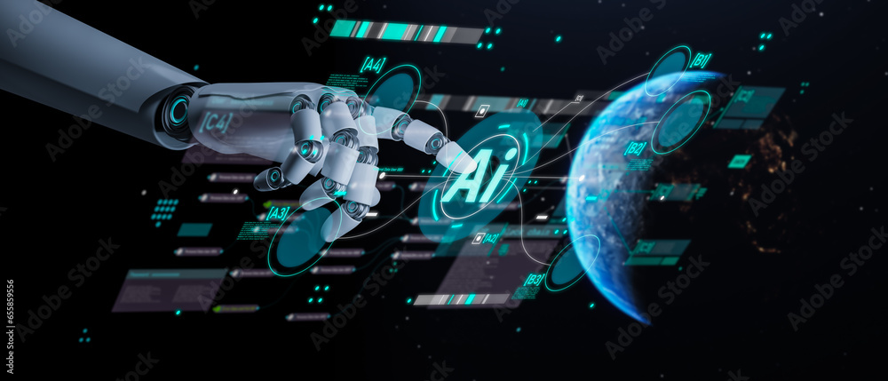Artificial Intelligence is Changing the World concept.Digital world ...