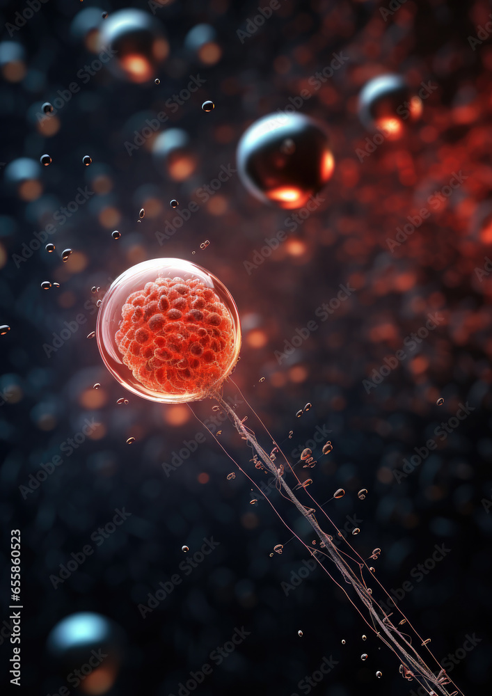 Generative AI, egg, oocyte fertilized by sperm, conception under a ...