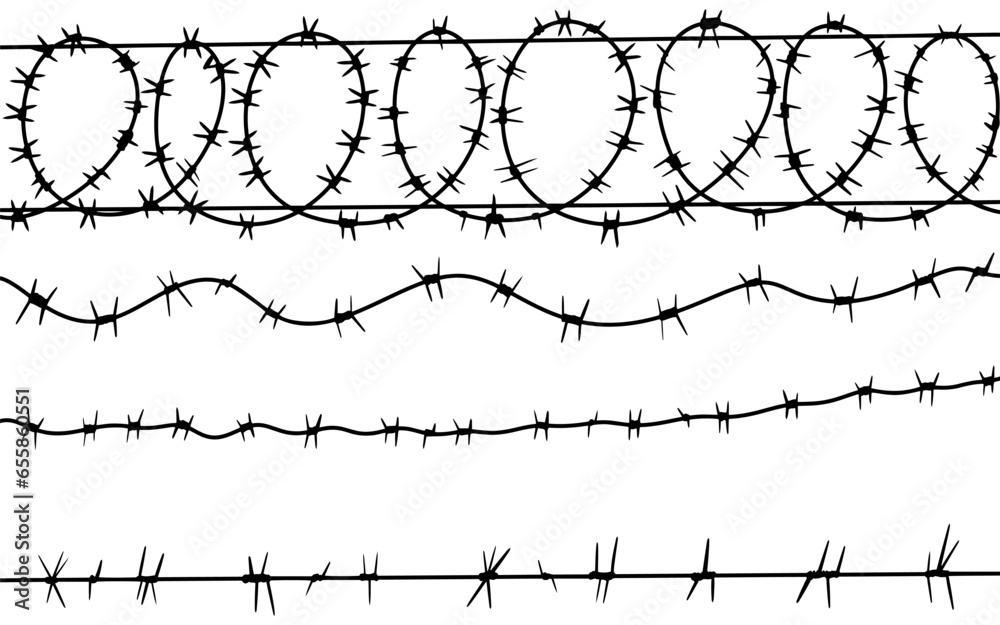 Barrier barbwire for prison, illustration of collection border prison ...