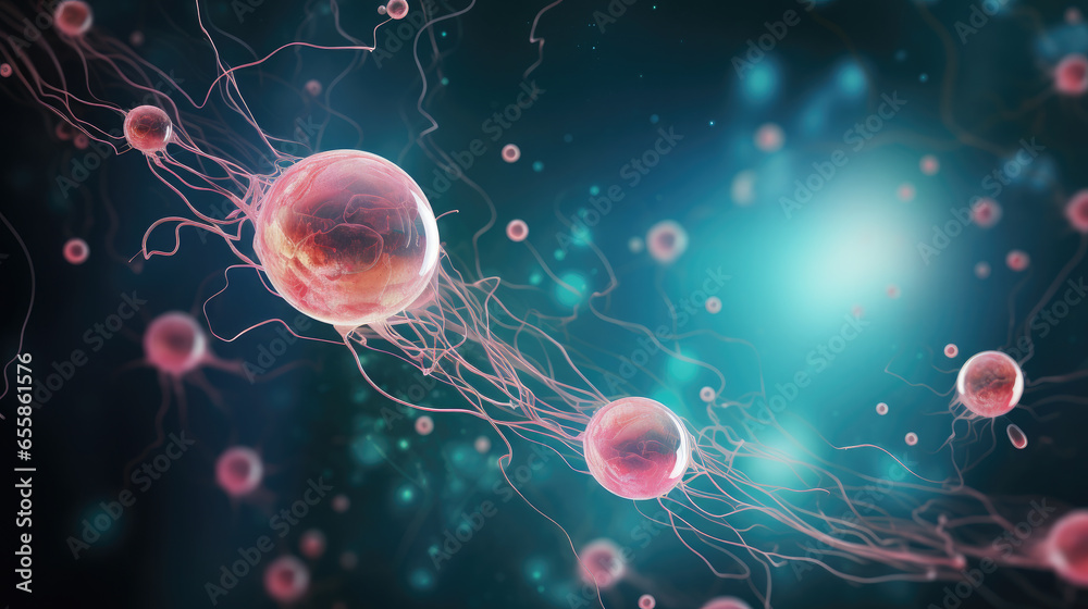 Generative AI, egg, oocyte fertilized by sperm, conception under a ...