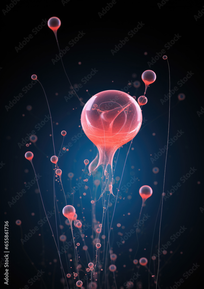 Generative AI, egg, oocyte fertilized by sperm, conception under a ...