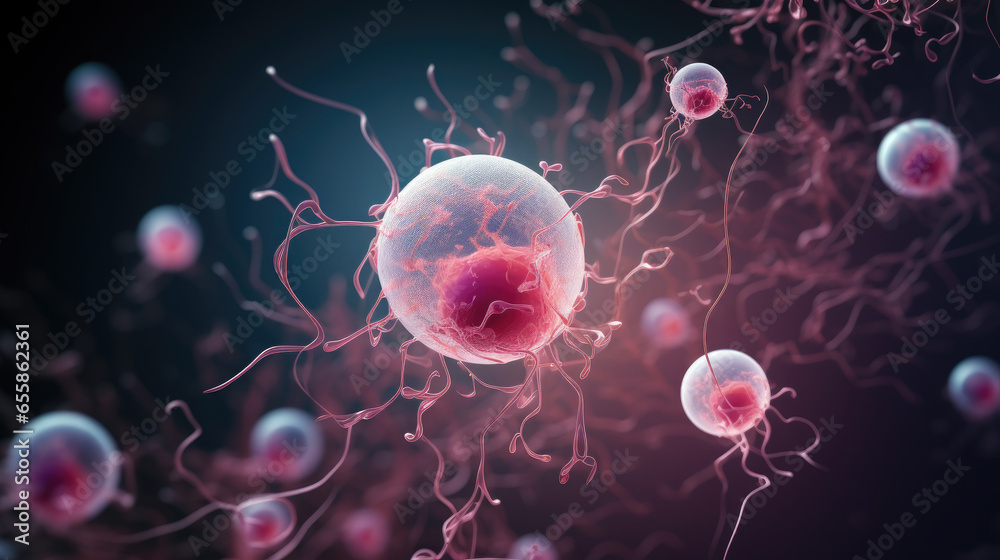 Generative AI, egg, oocyte fertilized by sperm, conception under a ...