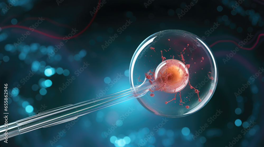 Generative AI, egg, oocyte fertilized by sperm, conception under a ...