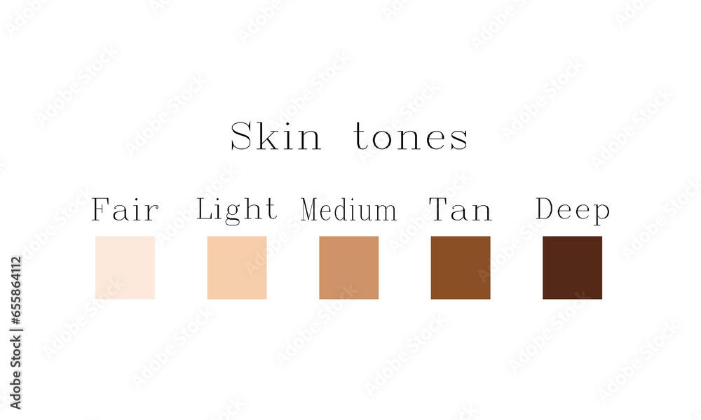 Set of human skin tones. Complexion color palette. Vector isolated on ...