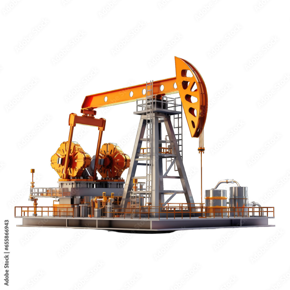 Oil pump jack. Transparent background or PNG file. Generated by AI ...