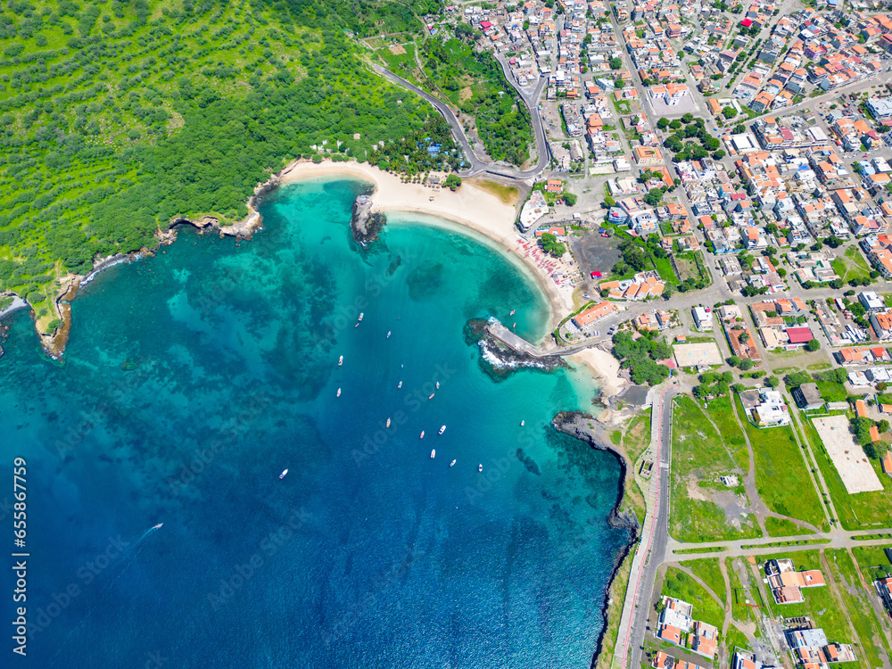 Tarrafal Beach - Cape Verde Aerial View. Santiago Island Landscape of ...