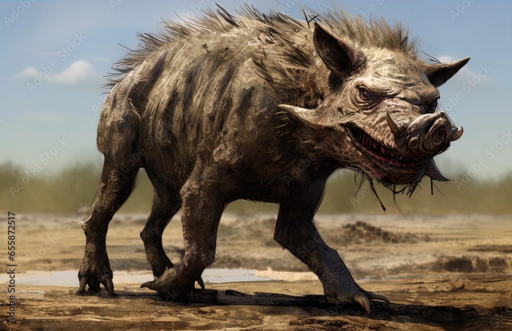 A fierce warthog in the desert. Great for stories about safaris, the ...