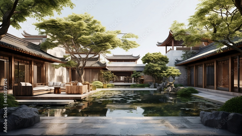 "Create an image that showcases the beauty of Beijing's traditional ...