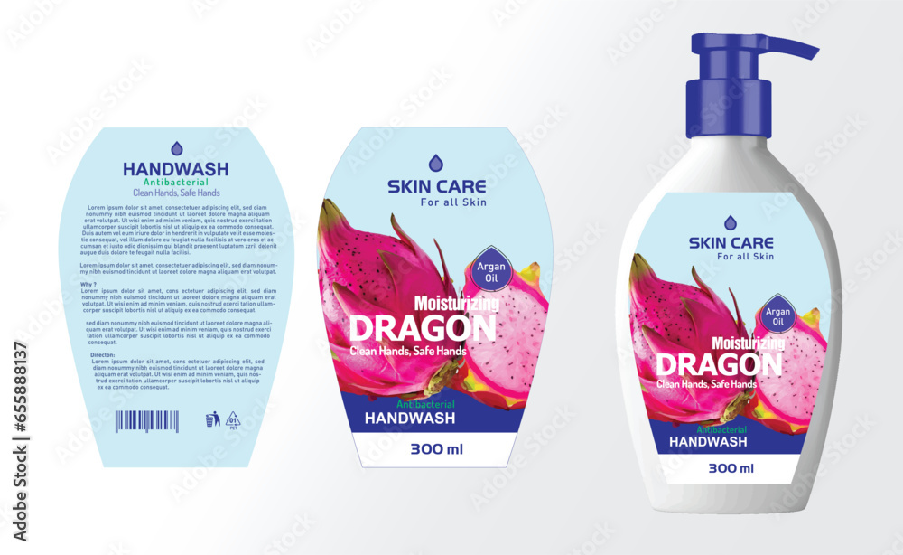 Vetor de Dragone Fruit Handwash Label Design, Handwash bottle template ...