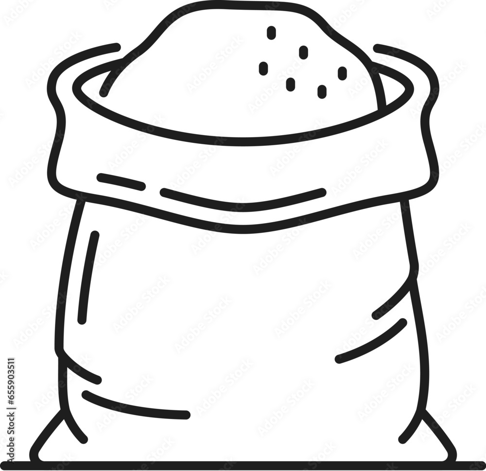 Bag of flour, home bakery and pastry food icon, cooking symbol. Vector ...