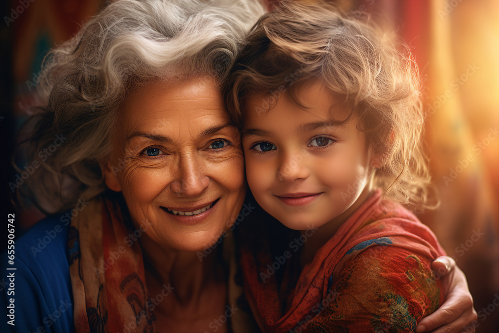 Generative Ai picture of happy beautiful grandma spending time with her ...