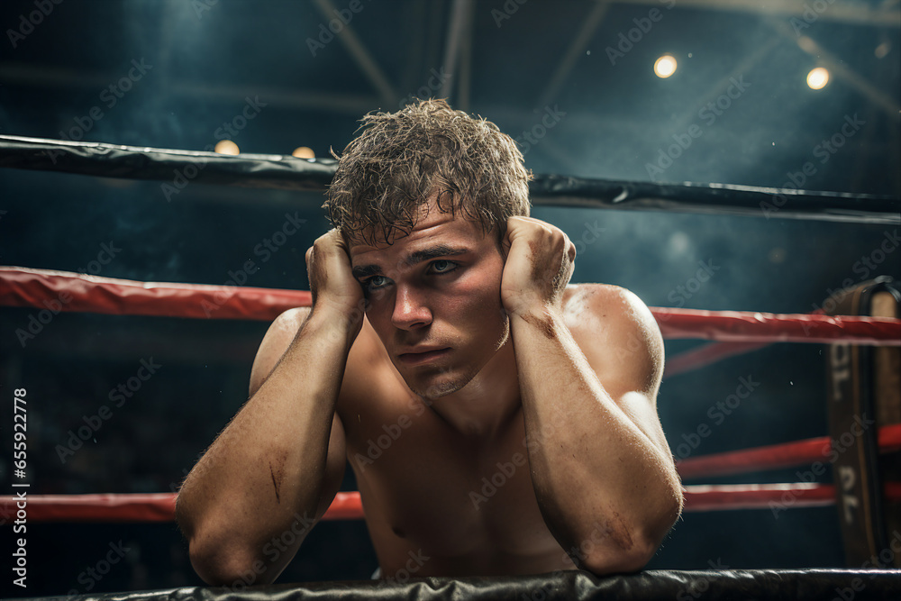 Generative AI photo of confident professional boxer sporty person in a ...