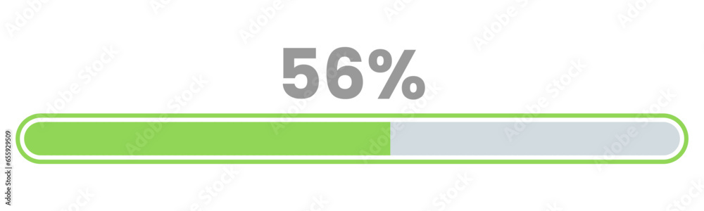 56% Loading. 56% progress bar Infographics vector, 56 Percentage ready ...