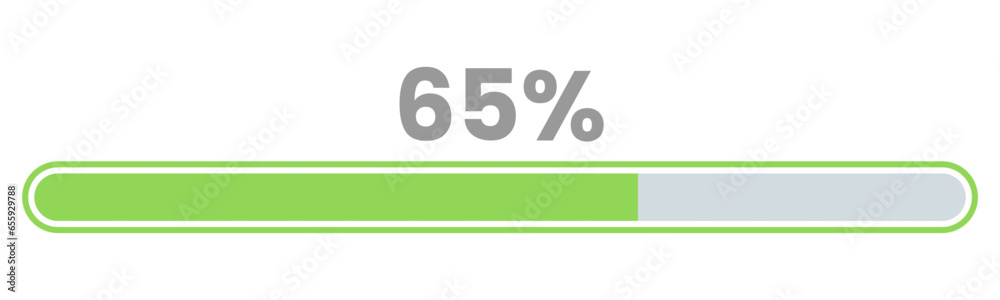 65% Loading. 65% progress bar Infographics vector, 65 Percentage ready ...