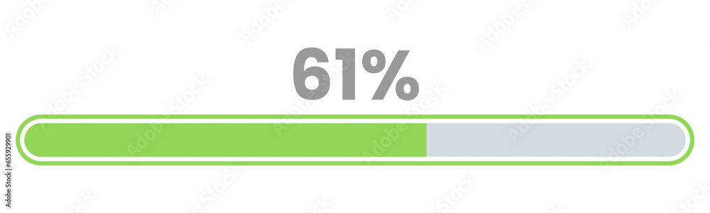 61% Loading. 61% progress bar Infographics vector, 61 Percentage ready ...