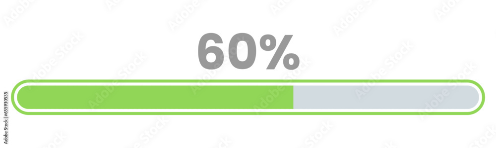 60% Loading. 60% progress bar Infographics vector, 60 Percentage ready ...