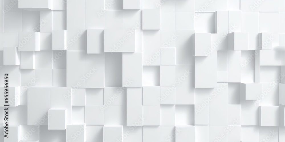 Random shifted inset and offset white small rectangle cubes fading out ...