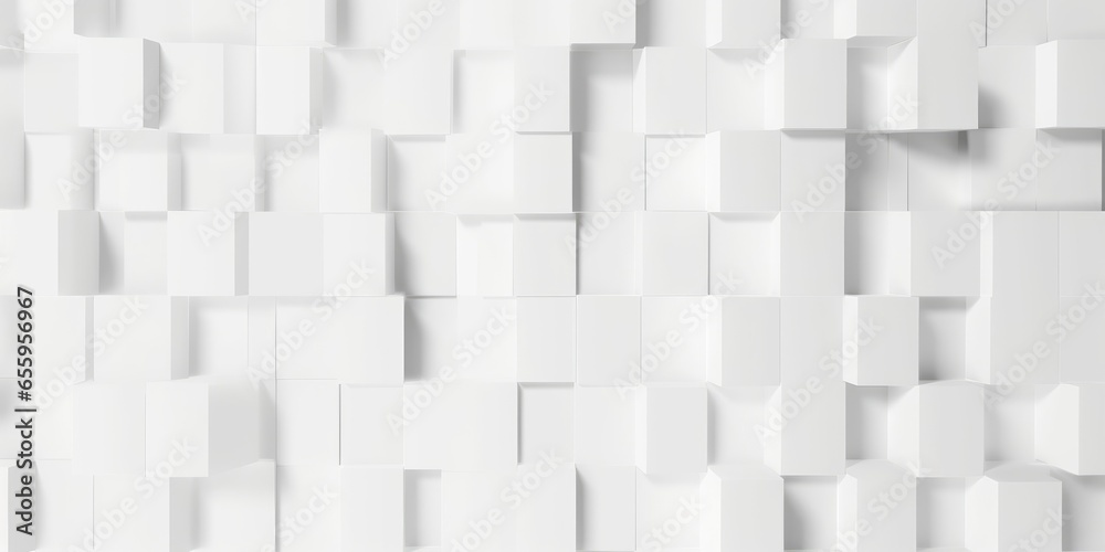 Random shifted inset and offset white small rectangle cubes fading out ...