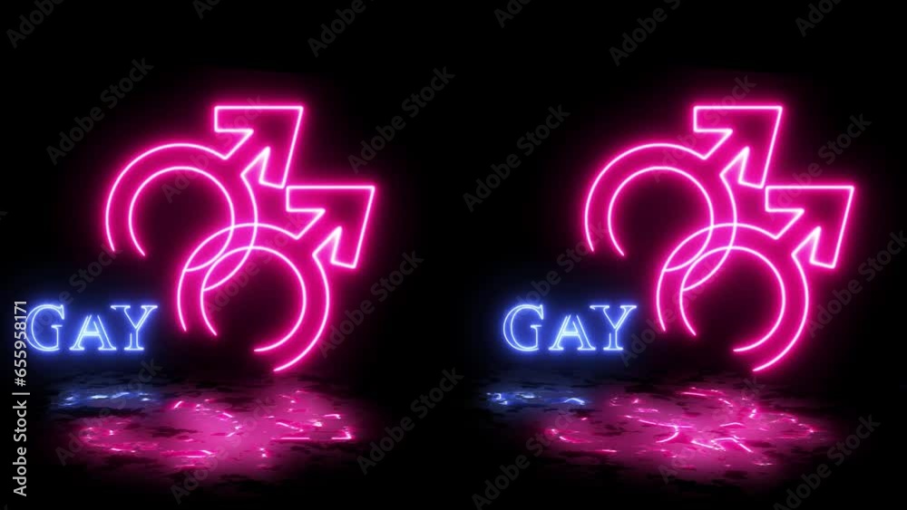 Gay Gender Sign Animation On Black Background With Reflection Effects ...