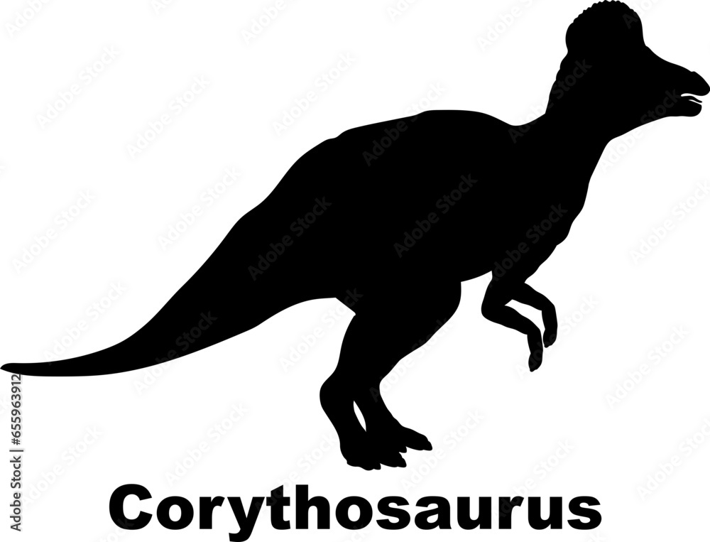 Corythosaurus Dinosaur Silhouette. Dinosaur name breeds SVG Types of ...