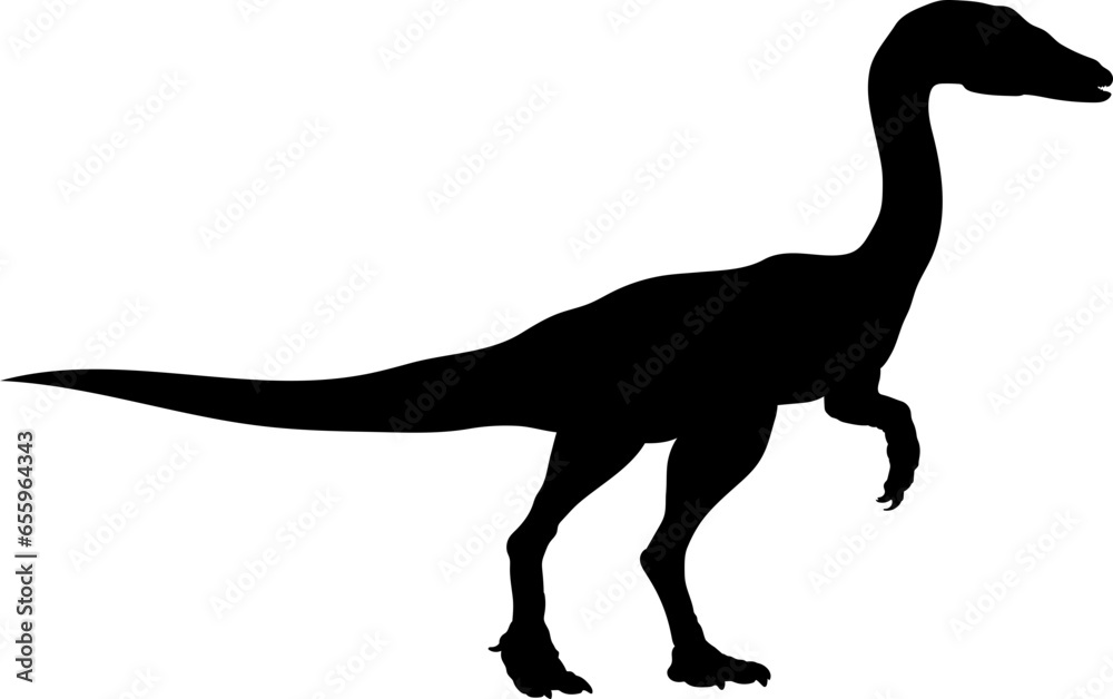 Vetor de Compsognathus Dinosaur Silhouette. Dinosaur SVG Types of ...
