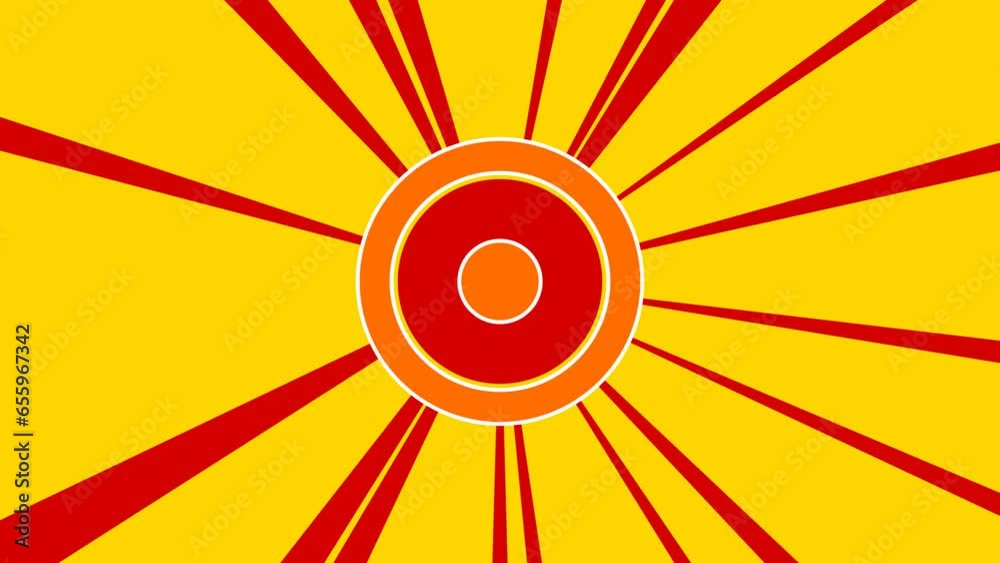 Astrological sun symbol on the background of animation from moving rays ...