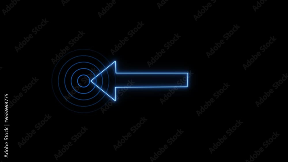 Royal blue neon light directional arrow line and signal icon Animation ...