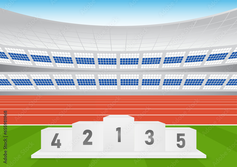 Sport Winner Podium for Five Places on Soccer Field and Running Track ...