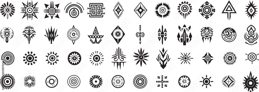 Vetor de Tribal symbol Set Southwestern Elements Svg Bundle, Aztec ...