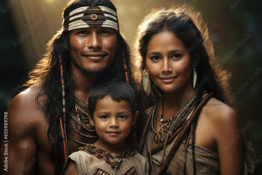 An indigenous family enjoying the beauty of their ancestral land ...