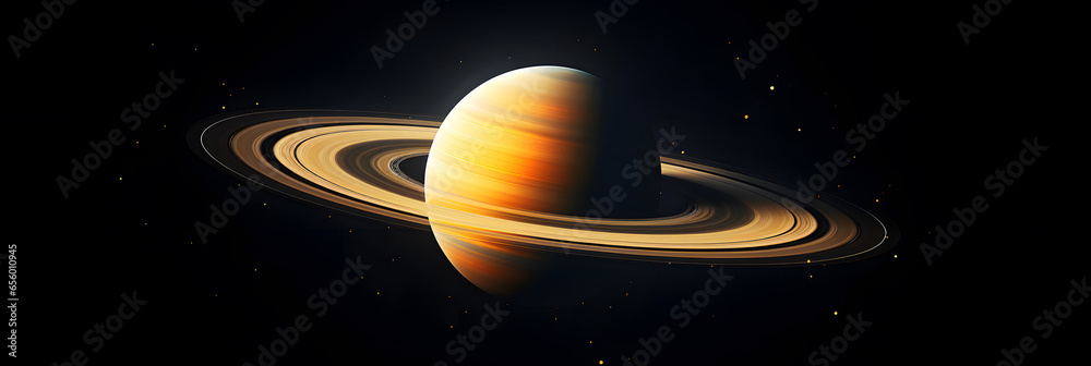 Planet Saturn with rings on black cosmos space background with stars ...