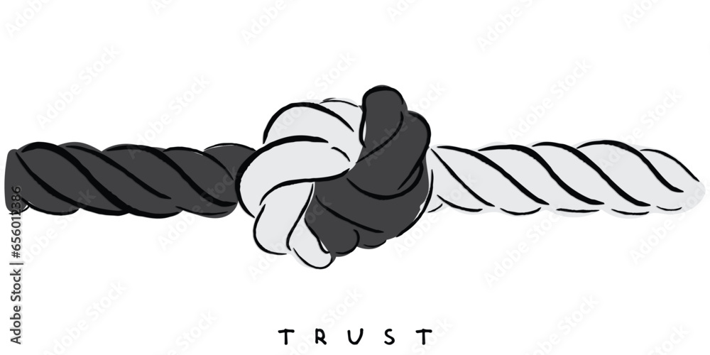 line art vector of Trust concept and connected symbol as two different ...