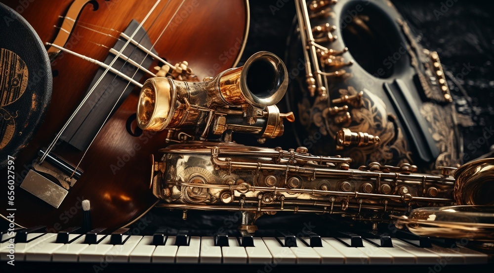 musical instruments background, musical instruments wallpaper, abstract ...
