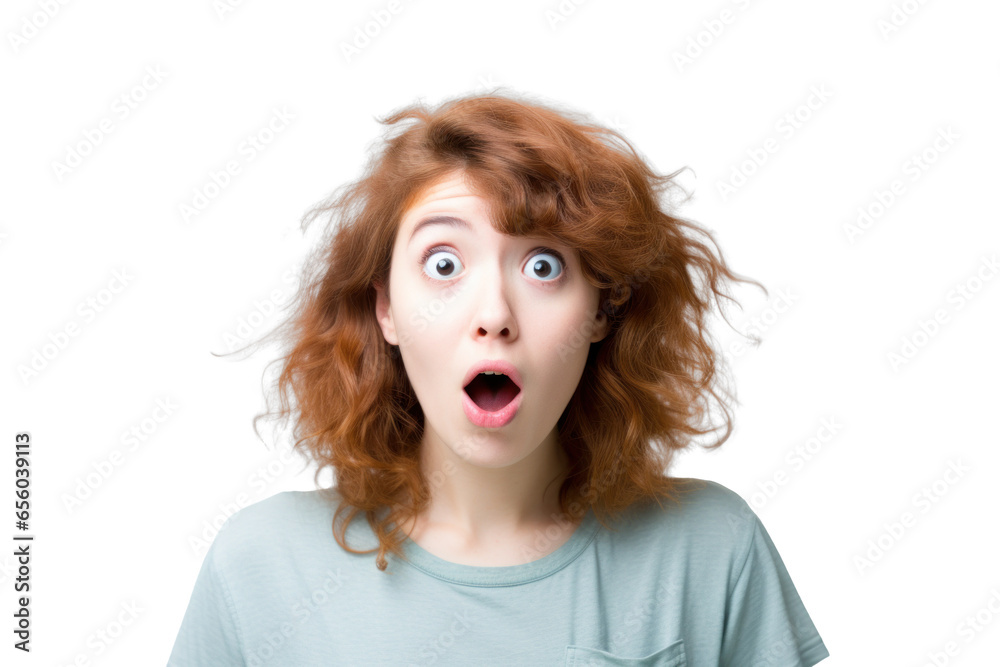 shocked teenager girl surprised and scared, png file of isolated cutout ...