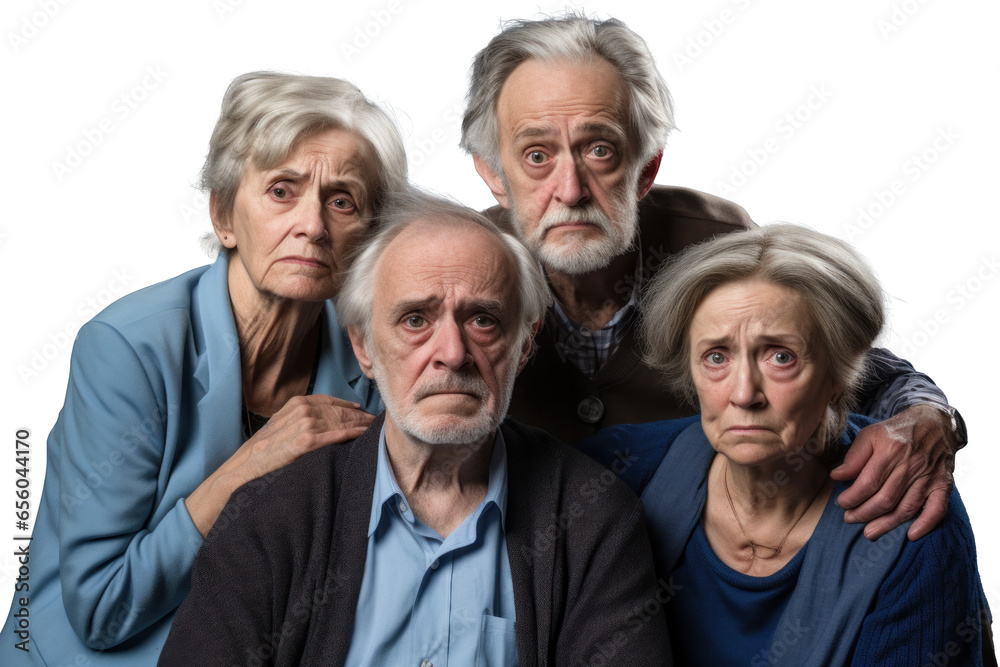 group of sad upset strict disappointed old people pensioners, png file ...