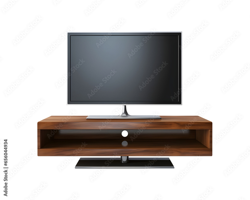 Cutout of Modern wooden LCD stand with LCD on top isolated on ...
