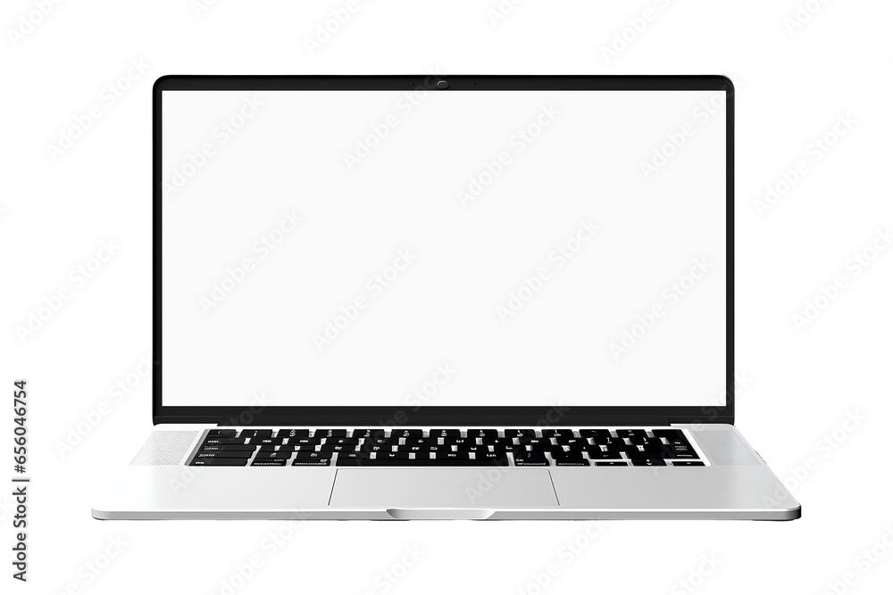 Laptop modern frameless with blank screen isolated on transparent ...