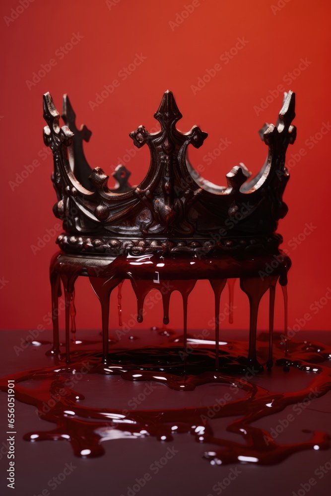 fantasy medieval crown with dripping melting blood. treason, death ...