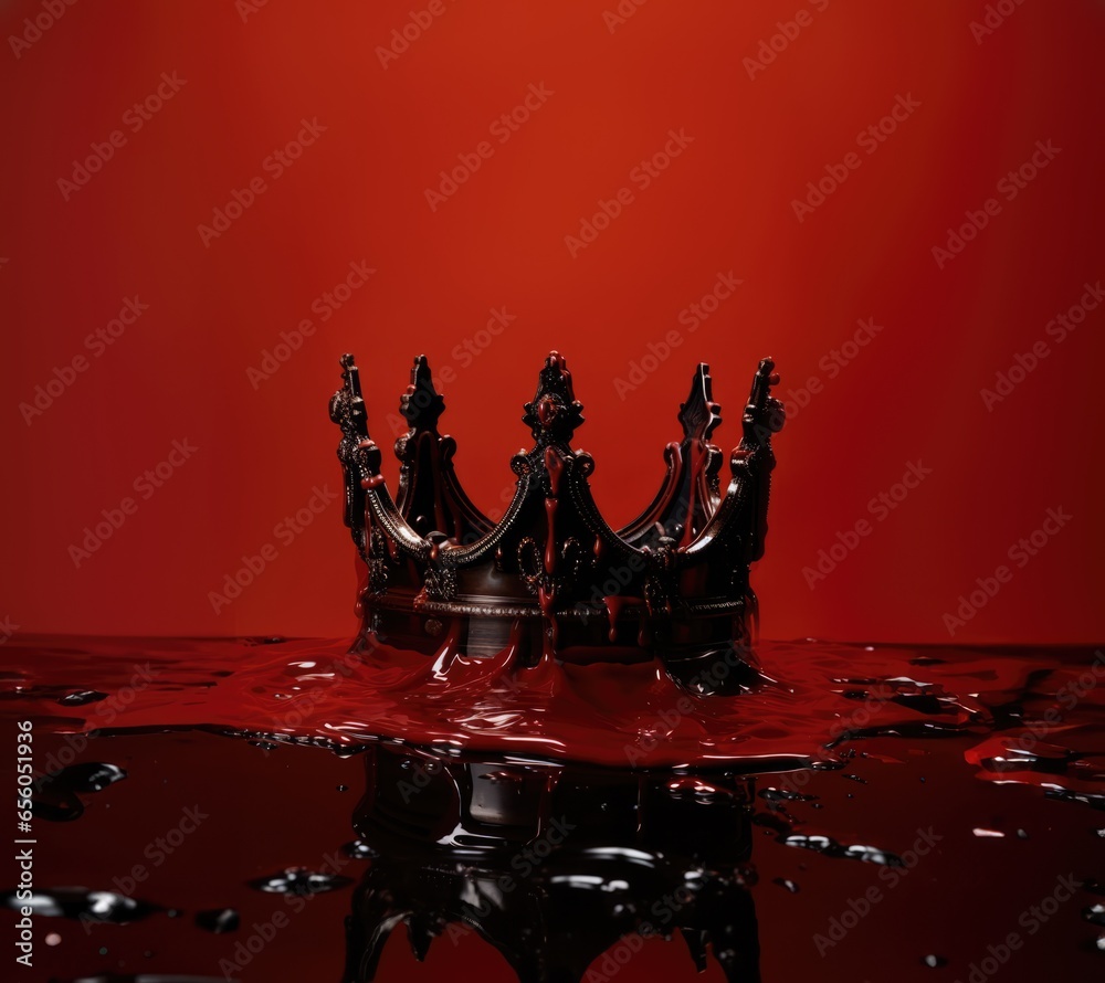 gore bloody red background with a medieval crown soaked and drenched in ...