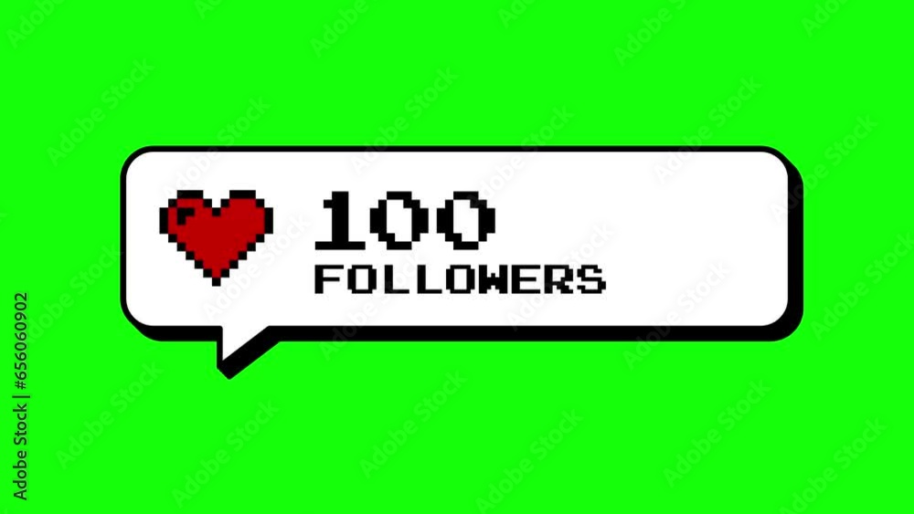 100 followers thank you badge comment balloon social media 8 bits ...
